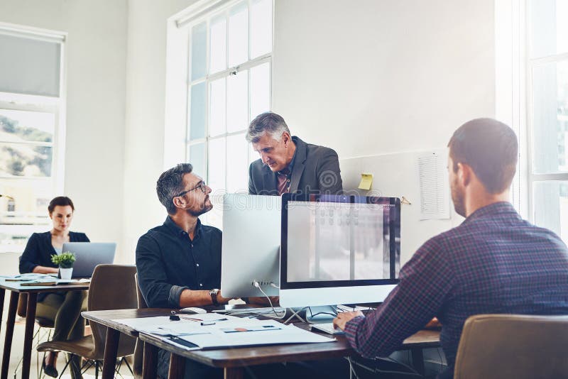 Coaching, Training and Business People with Computer in Office ...