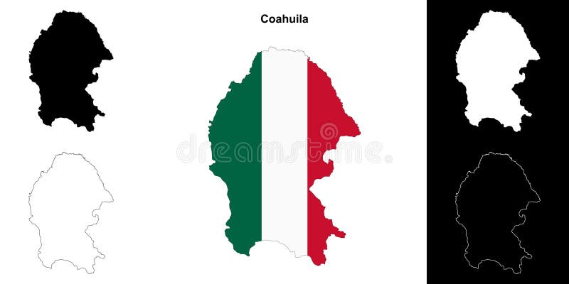 Coahuila outline map stock vector. Illustration of states - 323677129