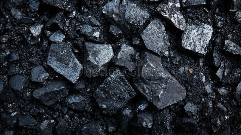 Coal Background. Close-up View of a Pile of Irregularly Shaped Coal ...