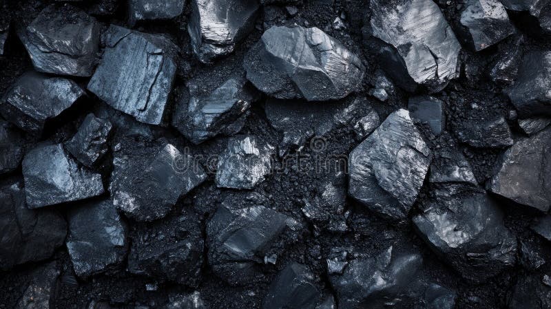 Coal Background. Close-up View of a Pile of Irregularly Shaped Coal ...