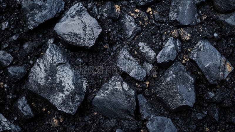 Coal Background. Close-up View of a Pile of Irregularly Shaped Coal ...