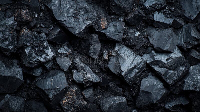 Coal Background. Close-up View of a Pile of Irregularly Shaped Coal ...