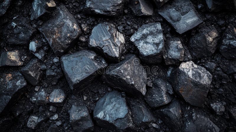 Coal Background. Close-up View of a Pile of Irregularly Shaped Coal ...