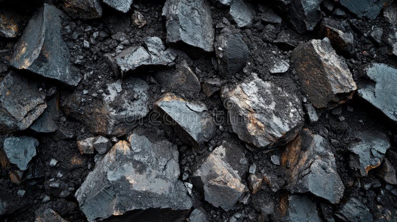 Coal Background. Close-up View of a Pile of Irregularly Shaped Coal ...