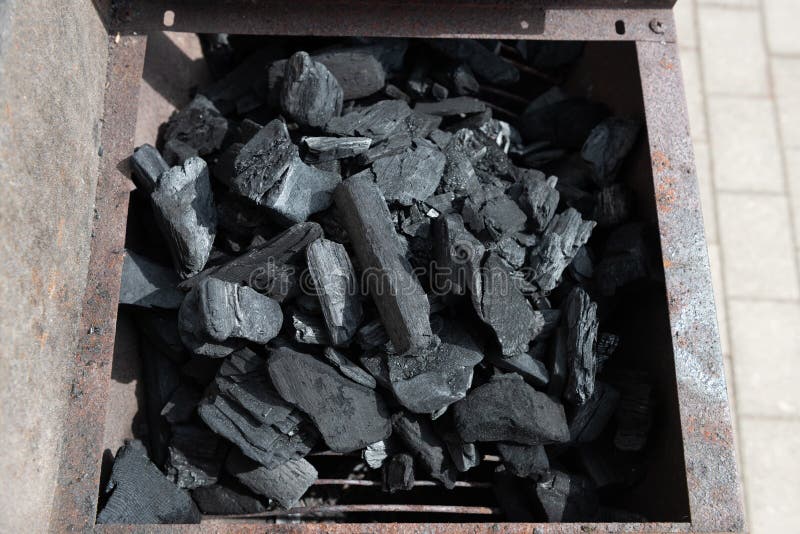 Coal on a Barbeque Ready To Be Lit.. Stock Image - Image of charcoal ...