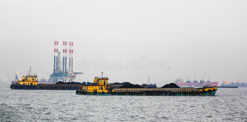 Coal Barge editorial stock photo. Image of barges, vessel - 47398938