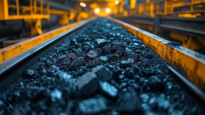 Coal is Being Extracted at a Mining Site Under Artificial Lighting in a ...