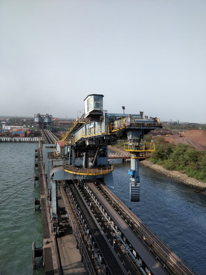 Coal cargo loading machine stock photo. Image of ship - 256496620