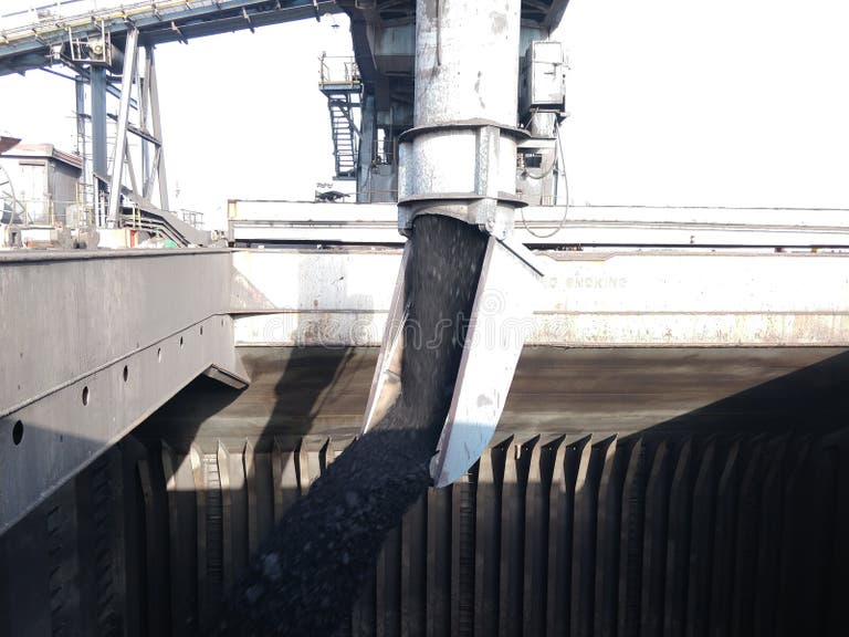 Coal Cargo Loading into Ship Hatch Stock Photo - Image of industry ...