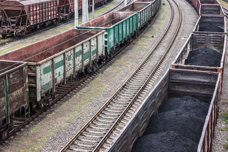 Coal cargo in railway cars stock photo. Image of industrial - 85904288