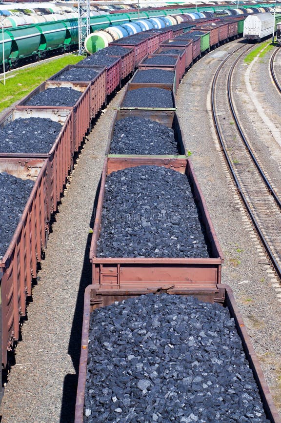 Coal cars stock photo. Image of fuel, basin, powder, transportaion ...