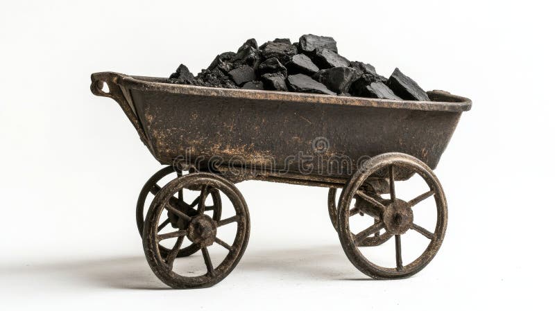 A Coal Container on a White Background, Seen from the Side, with Sharp ...