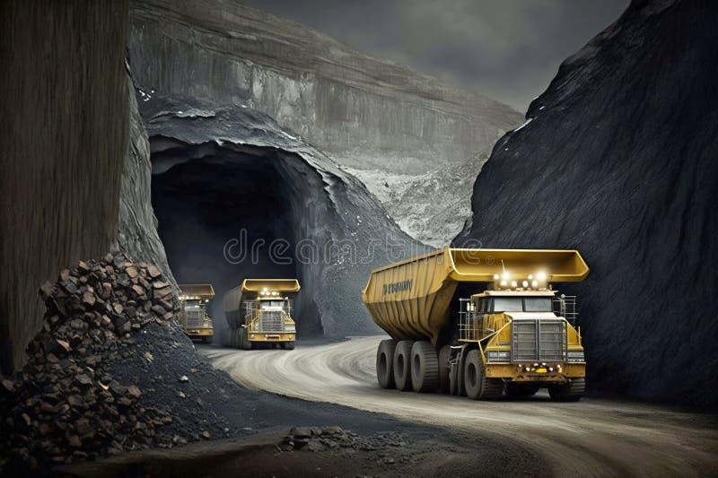 Coal Dump Trucks in an Open Cut Coal Mine. Generative Ai Stock ...