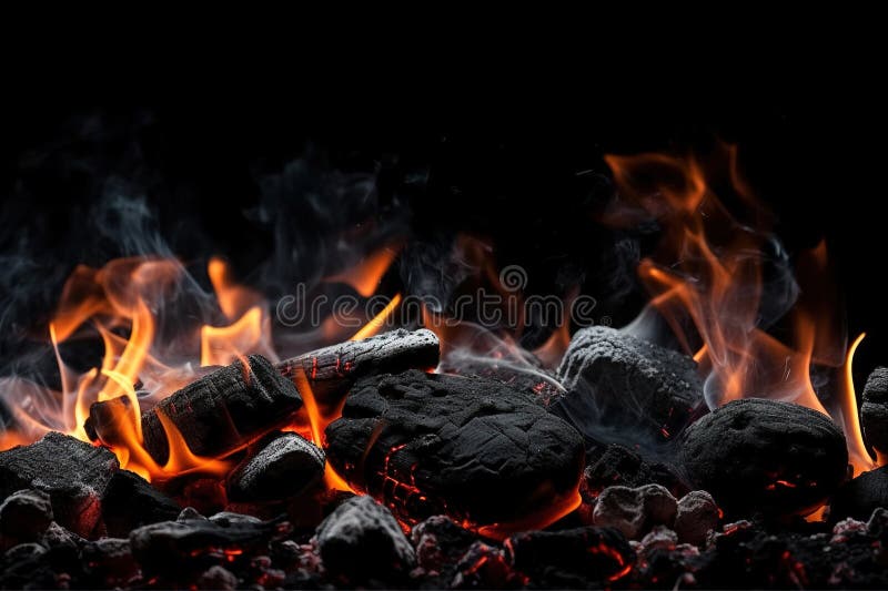 Coal Embers Still with Flames Ready To Prepare a Barbecue. Ai Generated ...