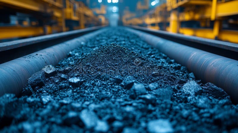 Coal Extraction at Mining Site with Train Tracks and Machinery in ...