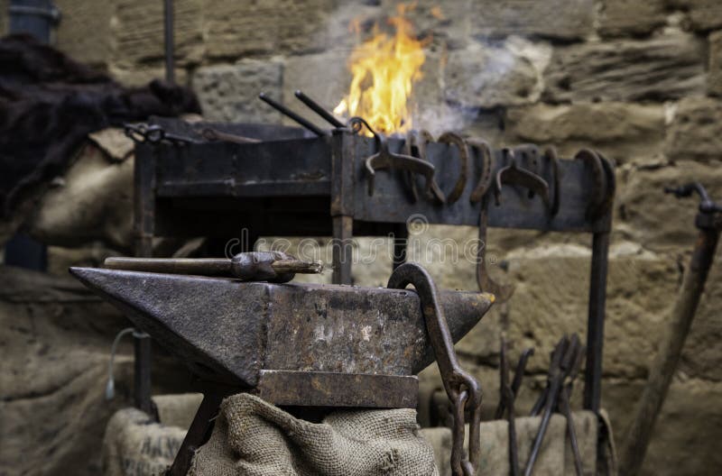 Coal fire in a forge stock photo. Image of coal, forged - 134252966