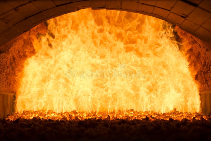 Coal Fire Inside Steam Boiler Stock Image - Image of fossil, power ...
