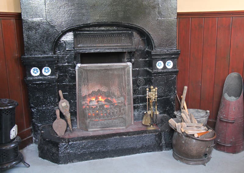 Coal Fired Fireplace. stock photo. Image of tactile - 162843226