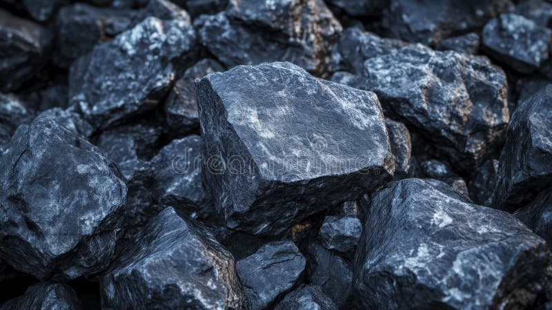 Coal Fragments Stacked Together in a Mining Area during Daylight Hours ...