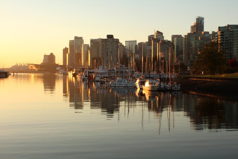 Coal Harbor Vancouver, Morning Light Stock Photo - Image of ...