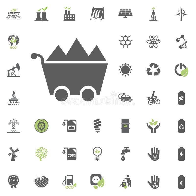 Coal Icon. Eco and Alternative Energy Vector Icon Set. Energy Source ...
