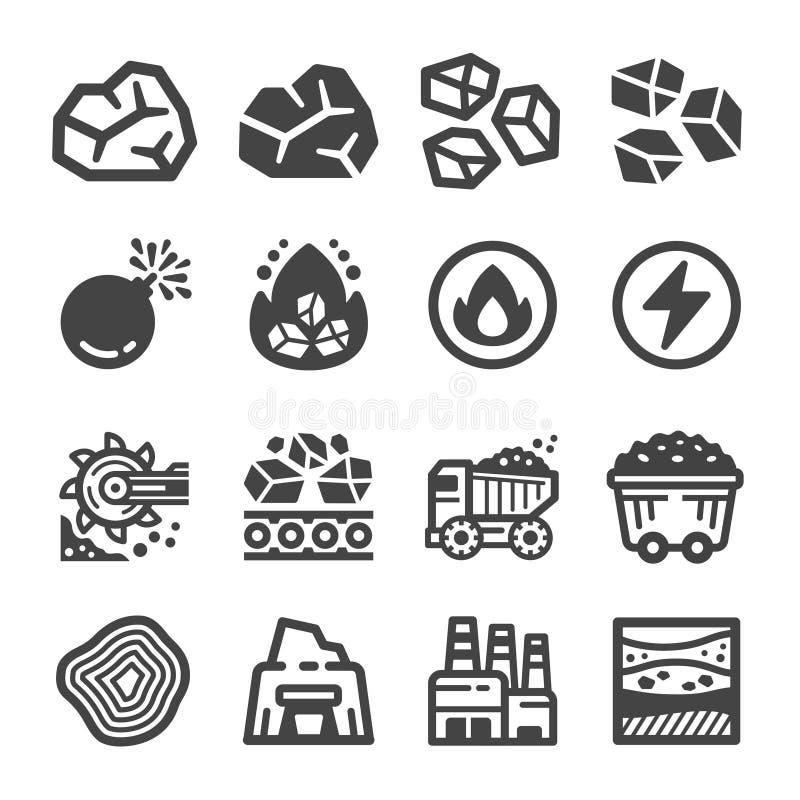 Coal icon set stock vector. Illustration of layer, heat - 135896944