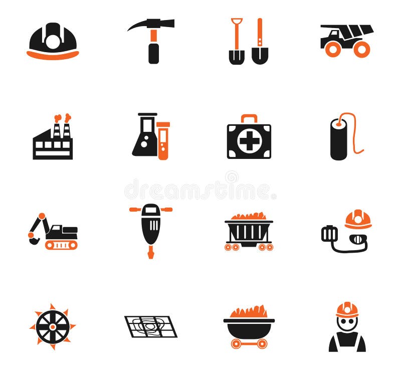 Coal industry icon set stock illustration. Illustration of card - 88555212