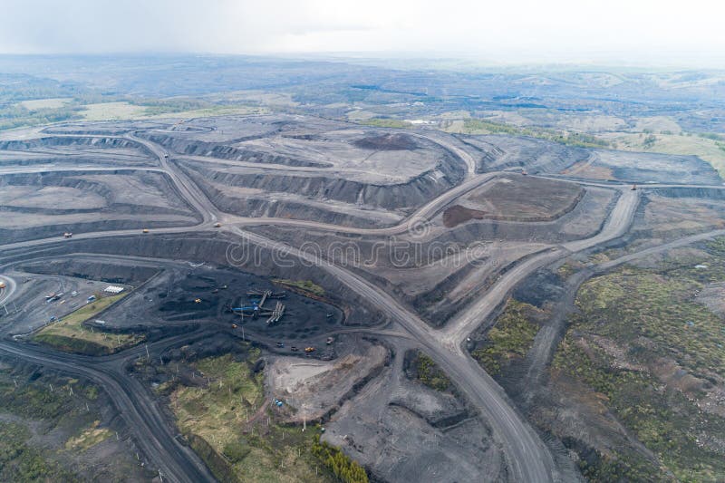 Coal mine, aerial view. stock photo. Image of minerals - 157104626