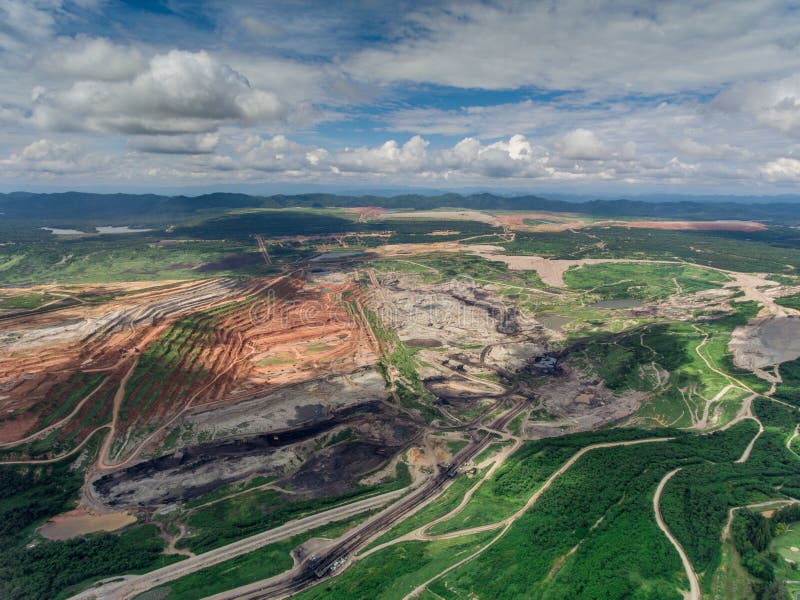 Coal Mine in Aerial View stock image. Image of plain - 85486007