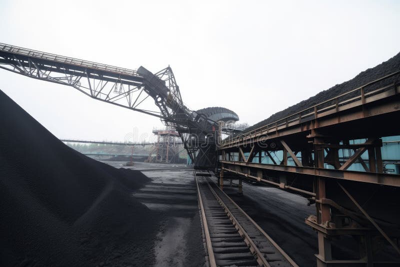 Coal Mine with Conveyor System Transporting Coal To Surface Stock ...