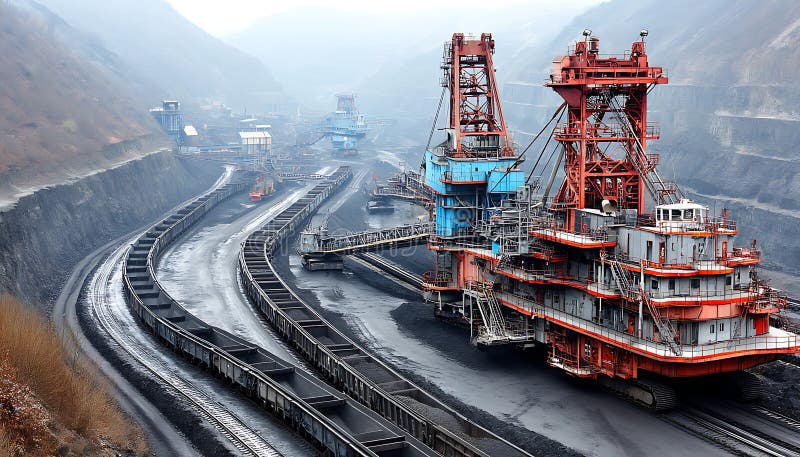 Coal Mine Extraction, Mountain Landscape Stock Image - Image of ...