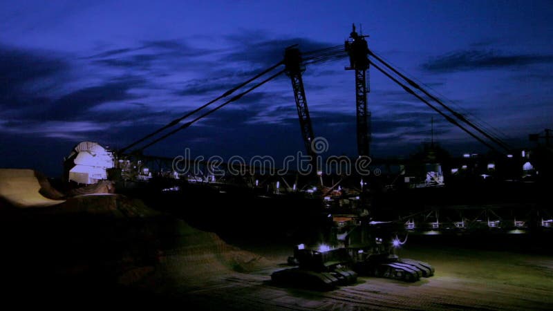 Excavator Open Pit Coal Mining Night Lights Stock Video - Video of ...