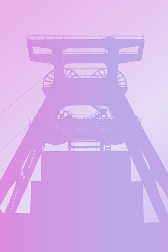 Coal Mine Headframe Poster Design Stock Vector - Illustration of pink ...