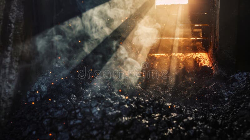 Coal Mine with Heavy Equipment and Workers Digging for Coal in an ...