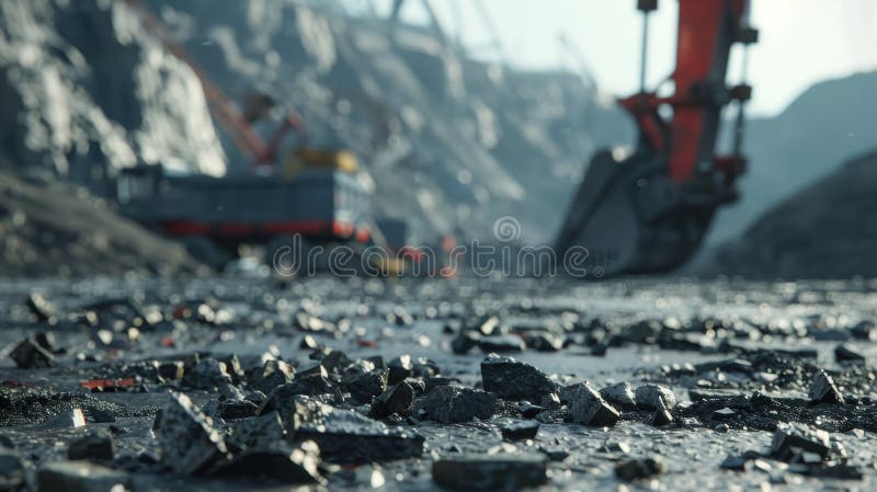 Coal Mine with Heavy Equipment and Workers Digging for Coal in an ...