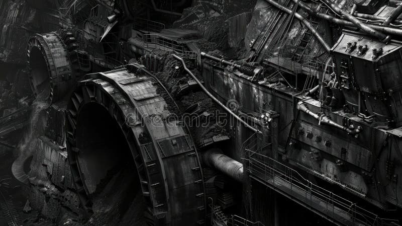 Coal Mine with Heavy Equipment and Workers Digging for Coal in an ...