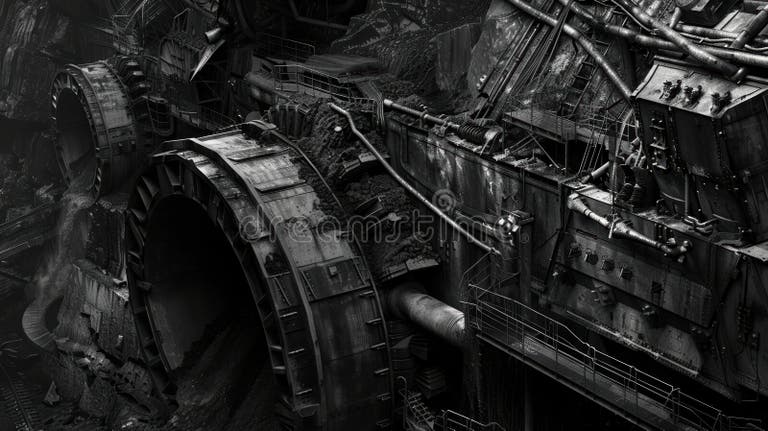 Coal Mine with Heavy Equipment and Workers Digging for Coal in an ...