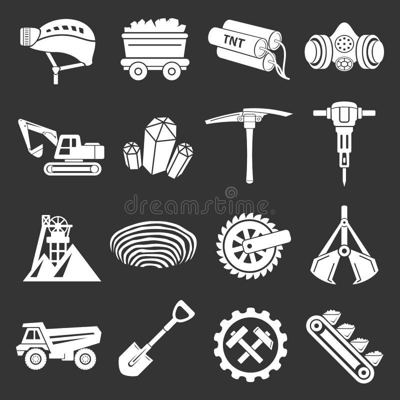 Mine Set Icons in Outline Style. Big Collection of Mine Illustration ...