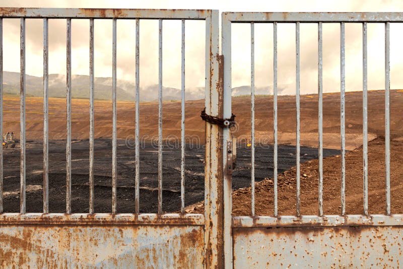Coal Mine with an Iron Gate Stock Photo - Image of minerals, black ...