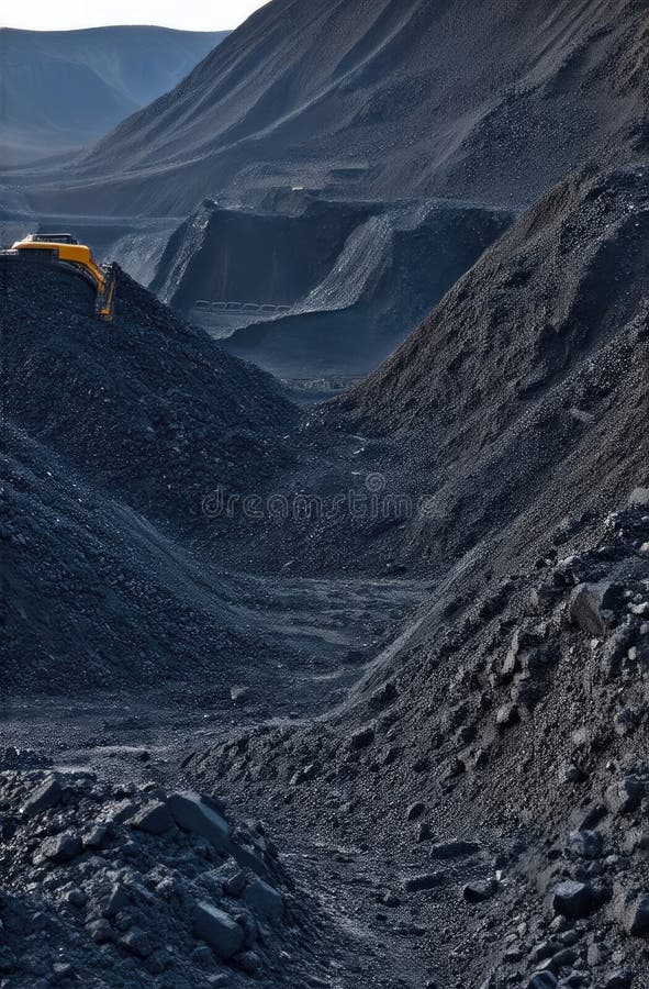 Coal Mine. Coal Mining, Mountains of Black Coal in the Open Air Stock ...