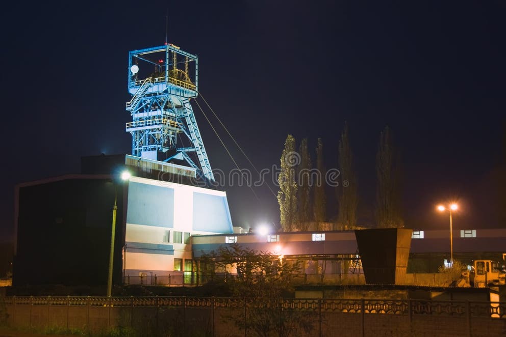 Coal mine at night stock photo. Image of manufacturing - 8995860