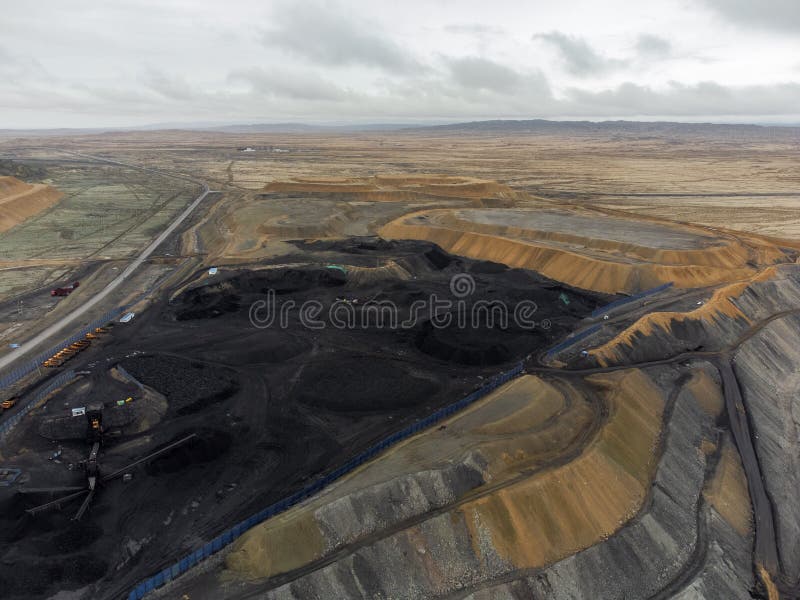 Coal Mine Pit Located in Qinghai Province, China. Stock Image - Image ...