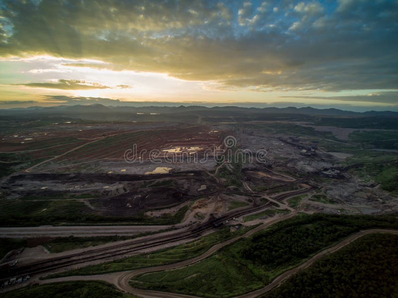 Coal Mine with Sunset stock photo. Image of aerial, sunrise - 85523480