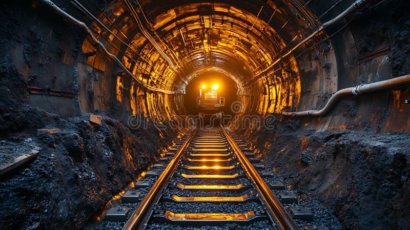 Coal Mine Train Moving through Dark Tunnel Stock Illustration ...