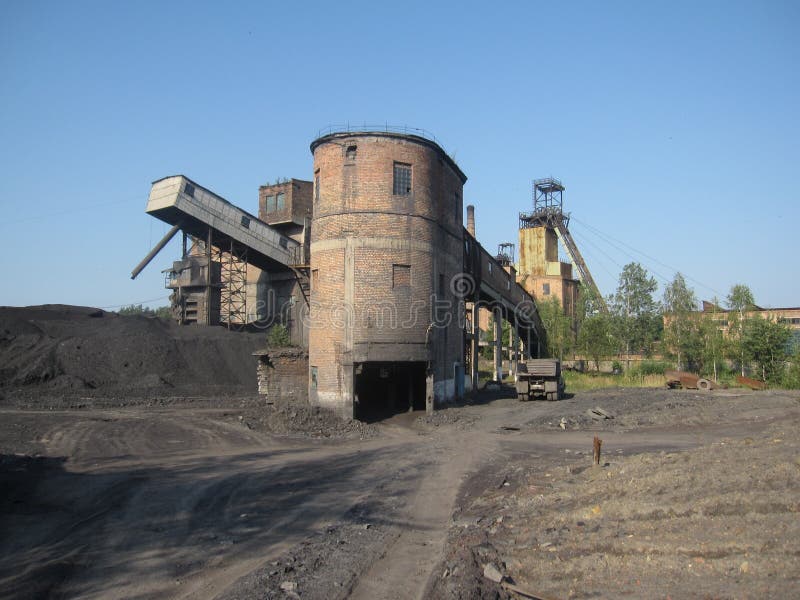 Coal mine in Ukraine stock photo. Image of trumpet, machine - 50365980