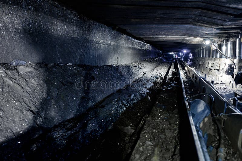 Coal Mine. Underground Coal Mining Stock Image - Image of conveyor ...