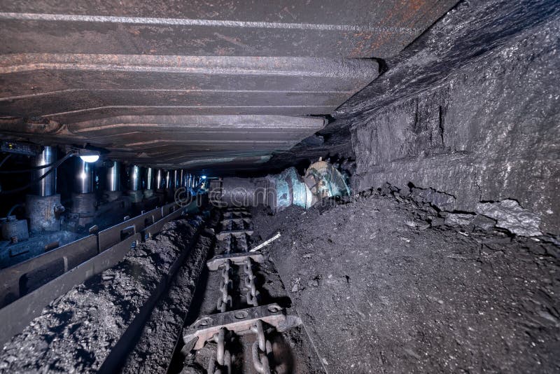 Coal Mine. Underground Coal Mining Stock Image - Image of cave ...