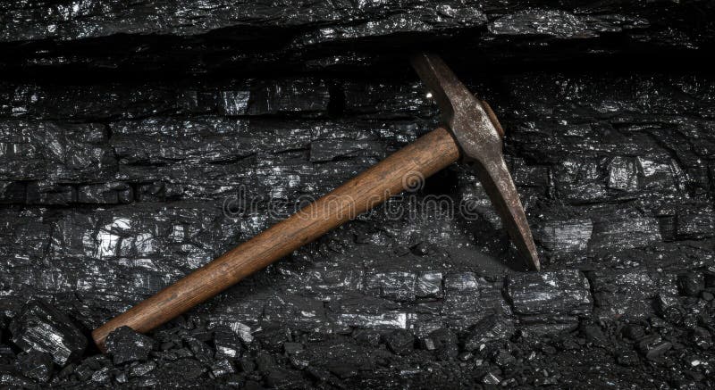 Coal Miner S Pickaxe Embedded in a Coal Seam in a Mine Stock ...