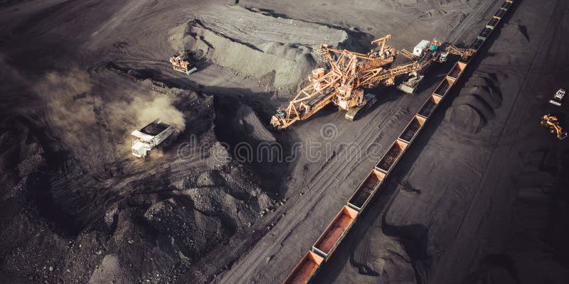 Coal mining from above stock image. Image of aerial, excavator - 95601299