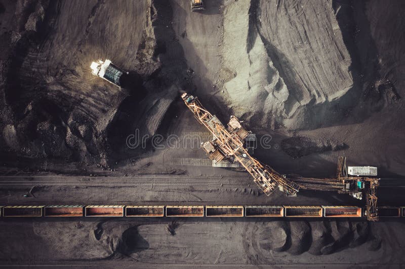 Coal mining from above stock photo. Image of equipment - 95601308